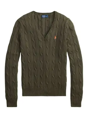 Polo Ralph Lauren Cable Knit Sweater With Logo - Green