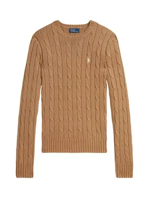 Polo Ralph Lauren Cable Knit Sweater With Logo - Beige