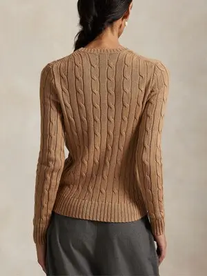 Polo Ralph Lauren Cable Knit Sweater With Logo - Beige