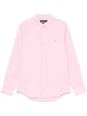 Polo Ralph Lauren Linen Shirt With Logo - Pink