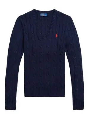 Polo Ralph Lauren Cable Knit Sweater With Logo - Blue
