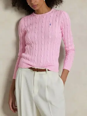 Polo Ralph Lauren Cable Knit Sweater With Logo - Pink