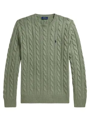 Polo Ralph Lauren Cable Knit Sweater With Logo - Green