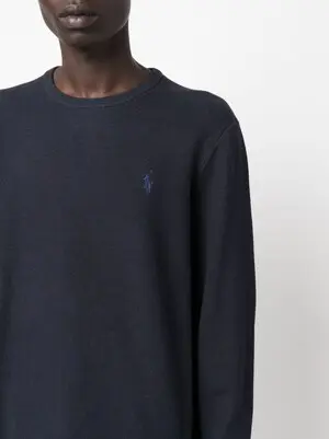 Polo Ralph Lauren Embroidered Logo Crew Neck Sweater - Blue