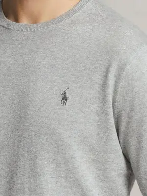 Polo Ralph Lauren Slim Fit Crew Neck Long Sleeve Cotton Pullover - Grey