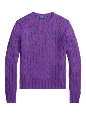 Polo Ralph Lauren Cable Knit Sweater With Logo - Purple