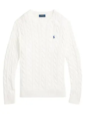 Polo Ralph Lauren Cable Knit Sweater With Logo - White