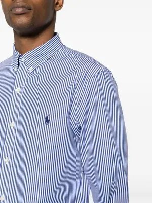 Polo Ralph Lauren Striped Shirt With Logo - Blue