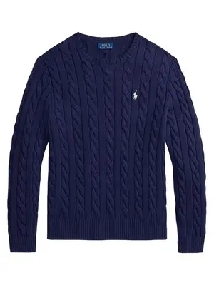 Polo Ralph Lauren Cable Knit Sweater With Logo - Blue
