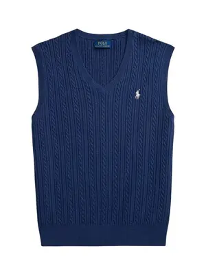 Polo Ralph Lauren Cable-knit Vest With Logo - Blue