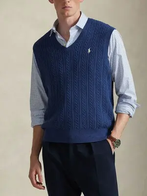 Polo Ralph Lauren Cable-knit Vest With Logo - Blue