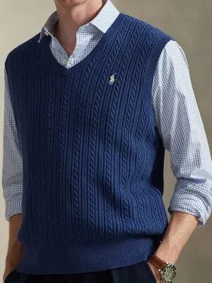 Polo Ralph Lauren Cable-knit Vest With Logo - Blue