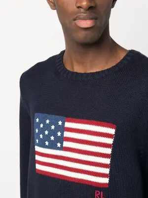 Polo Ralph Lauren Crewneck Flag Knit Sweater - Blue