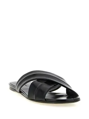 Khaite Liria Leather Flat Sandals - Black