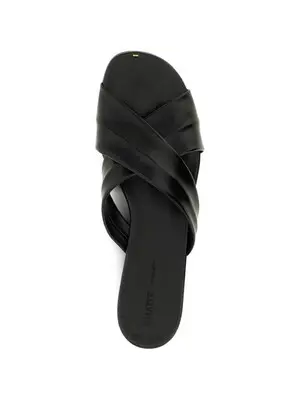 Khaite Liria Leather Flat Sandals - Black