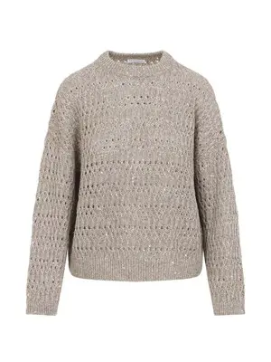 Brunello Cucinelli Linen Crewneck Sweater - Grey