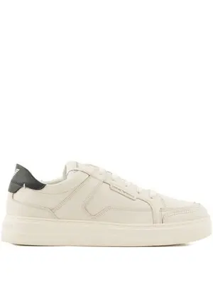 Emporio Armani Logo Leather Sneakers - White