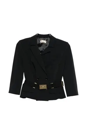 Elisabetta Franchi Belted Double-breasted Jacket - Black