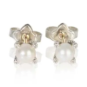 David Yurman Sterling Silver Pearl And Diamond Earrings - Sterling_silver