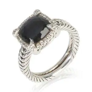 David Yurman Sterling Silver Diamond Black Orchid Chatelaine Ring