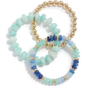 Nordstrom 3-pack Beaded Bracelets - Blue Multi- Gold
