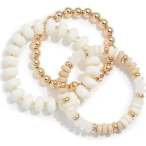 Nordstrom 3-pack Beaded Bracelets Ivory Multi- Gold