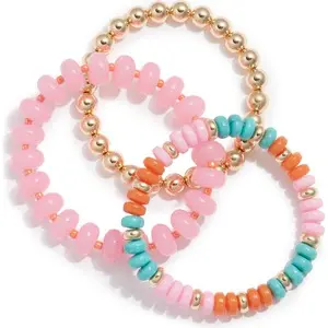 Nordstrom 3-pack Beaded Bracelets - Pink Multi- Gold