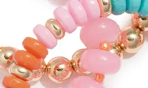 Nordstrom 3-pack Beaded Bracelets - Pink Multi- Gold