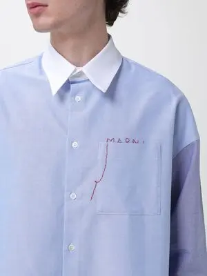Marni Cotton Shirt With Logo - Blue