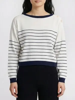 Liu Jo Striped Viscose Blend Crewneck Sweater - White 1