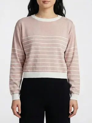 Liu Jo Striped Viscose Blend Crewneck Sweater - White