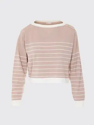 Liu Jo Striped Viscose Blend Crewneck Sweater - White