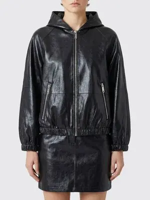 Michael Kors Hooded Faux Leather Jacket - Black