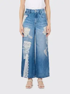 Liu Jo Wide Leg Jeans With Lace Detailing - Blue
