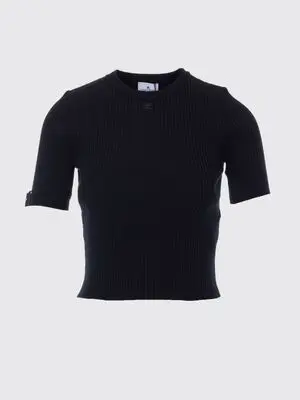 COURREGES Ribbed Viscose Cropped Top - Black