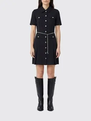 Michael Kors Polyester Mini Dress With Jeweled Belt - Black