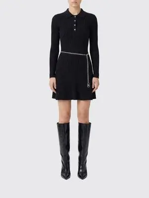 Michael Kors Ribbed Knit Polo Dress With Chain Belt