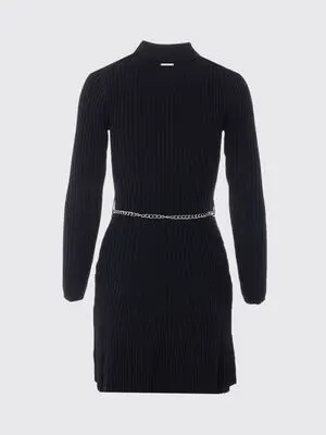 Michael Kors Ribbed Knit Polo Dress With Chain Belt