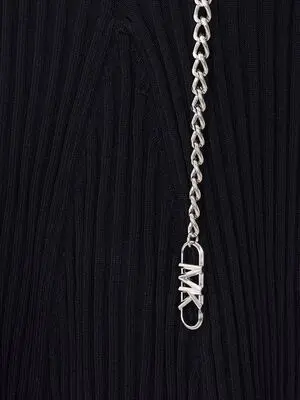 Michael Kors Ribbed Knit Polo Dress With Chain Belt