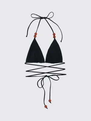 Magda Butrym Polyamide And Elastane Bikini Top With Bead Embellishments - Black
