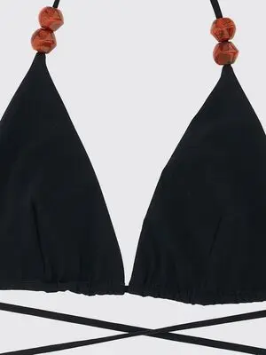 Magda Butrym Polyamide And Elastane Bikini Top With Bead Embellishments - Black