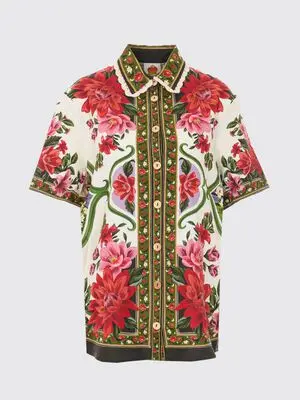 Farm Rio Floral Linen Shirt - Black