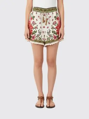 Farm Rio Floral Linen Drawstring Shorts - Black