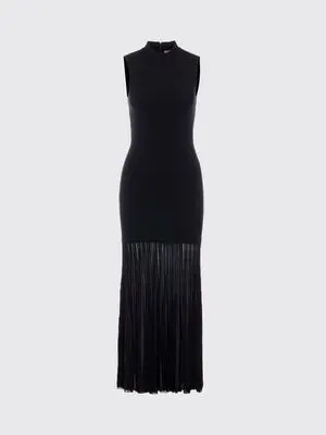 Michael Kors Sleeveless High Neck Stretch Polyester Sheath Dress With Pleated Maxi Skirt