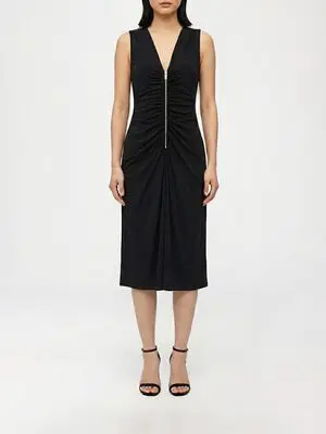 Michael Kors Sleeveless V-neck Zip Front Midi Dress