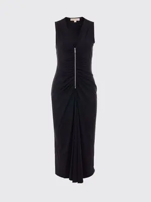 Michael Kors Sleeveless V-neck Zip Front Midi Dress