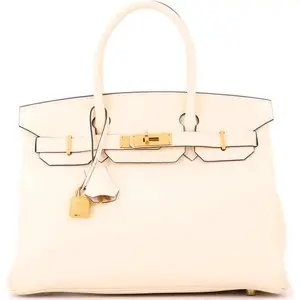 HERMES Birkin Handbag Light Clemence With Gold Hardware 30 - Nata