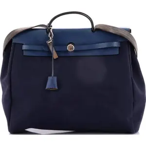 HERMES Herbag Toile And Leather Gm - Bleu Indigo