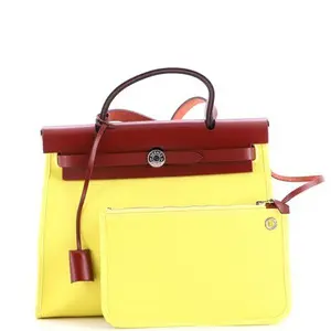 Hermès Herbag Zip Leather And Toile 31 - Lime