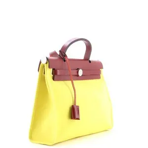 Hermès Herbag Zip Leather And Toile 31 - Lime